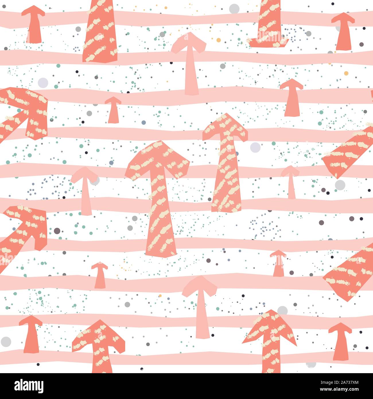 Childish Seamless Texture with Arrows. Hand Drawn Design With Brush ...