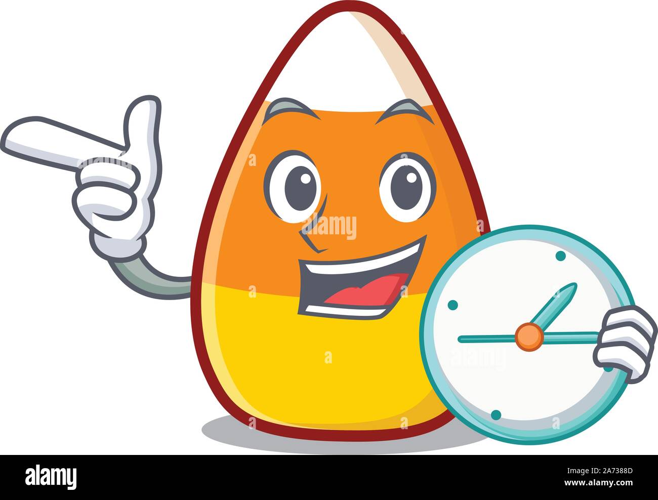 With clock candy corn cartoon with character shape Stock Vector Image ...