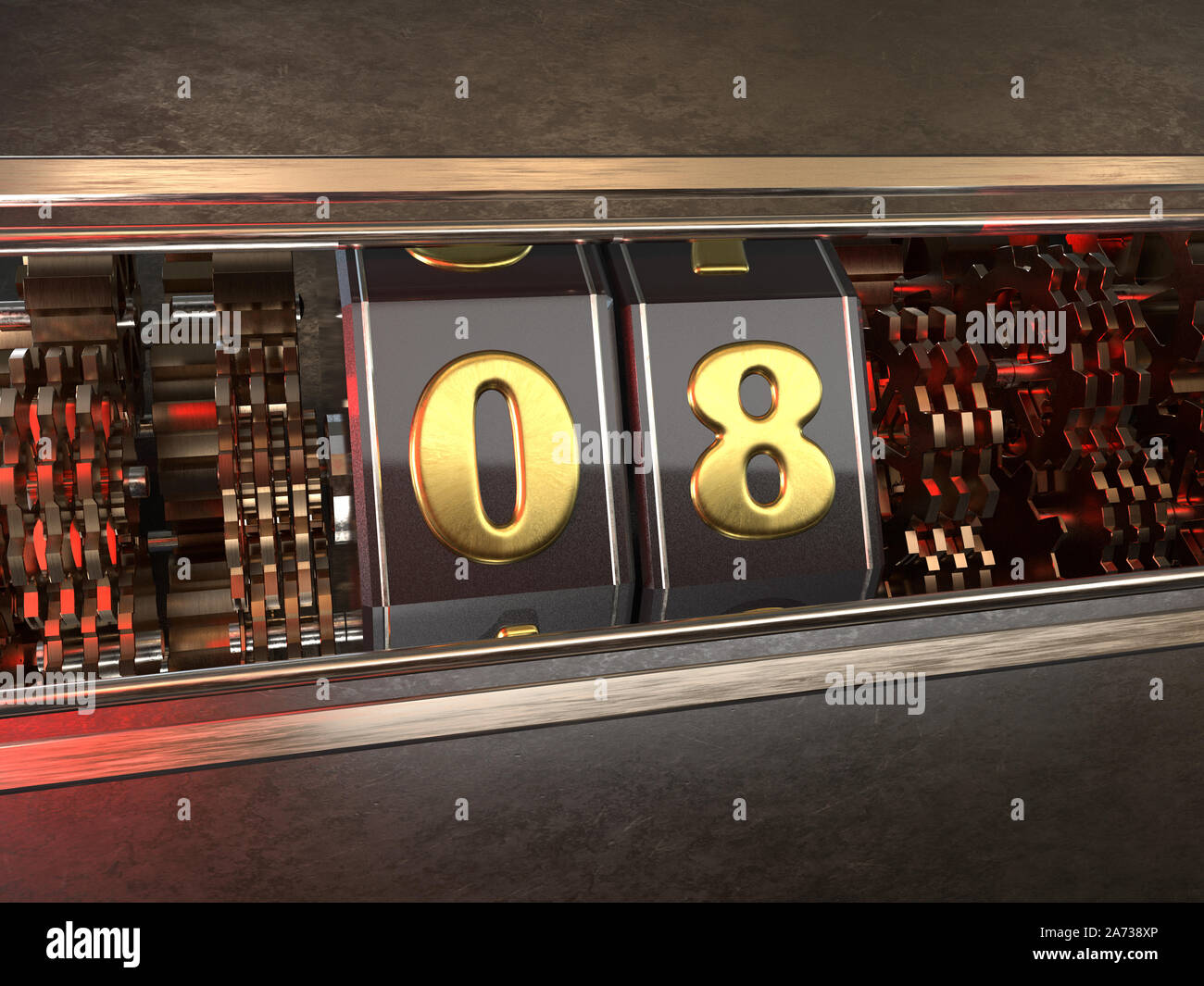 number 8 (number eight) style of slot machine. 3D illustration Stock ...