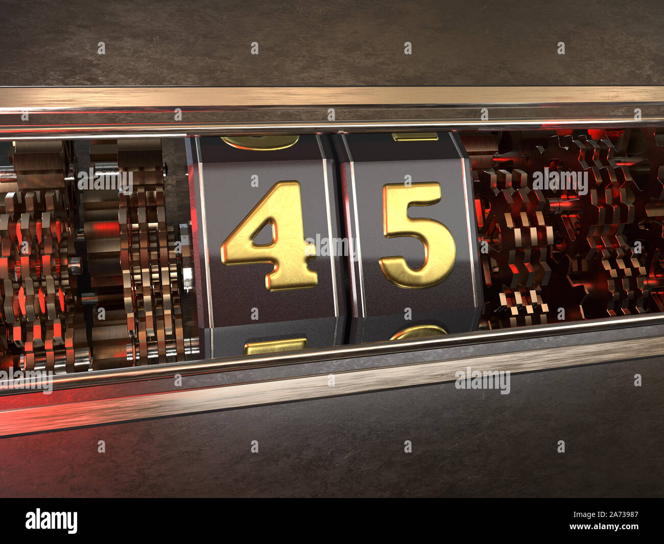 number 45 (number forty-five) style of slot machine. 3D illustration ...