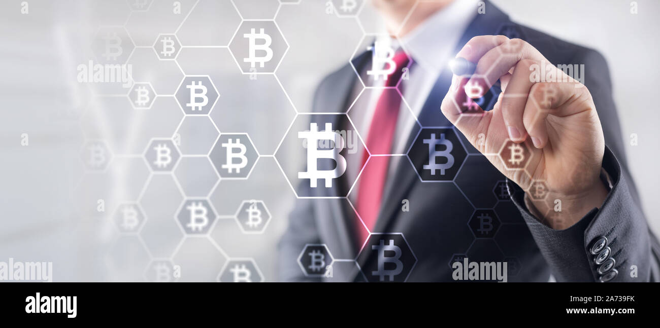Bitcoin, Blockchain concept on server room background Stock Photo - Alamy
