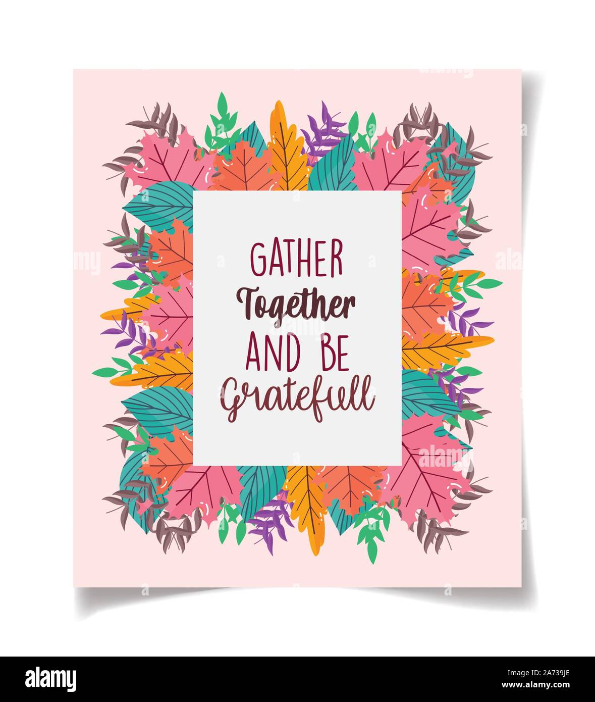 thanksgiving poster frame leaves decoration vector illustration Stock ...