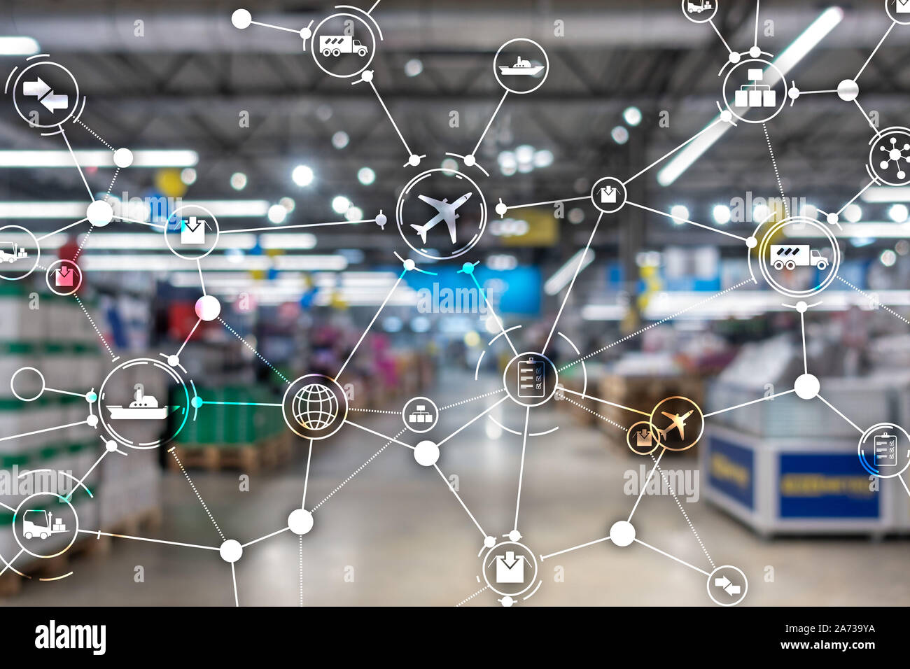 Global logistics network concept. Delivery Planning on virtual screen ...
