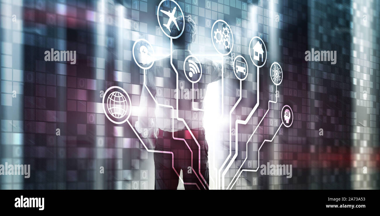 IOT. DIgitalization, Digital disruption background matrix information ...