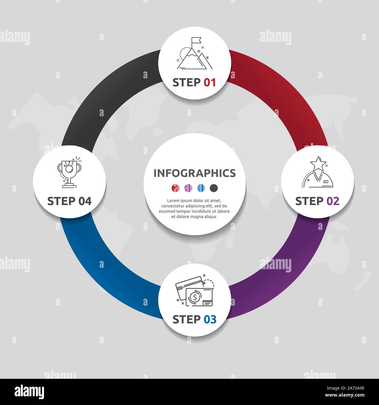 Vector flat template circle infographics. Business concept with 4 ...