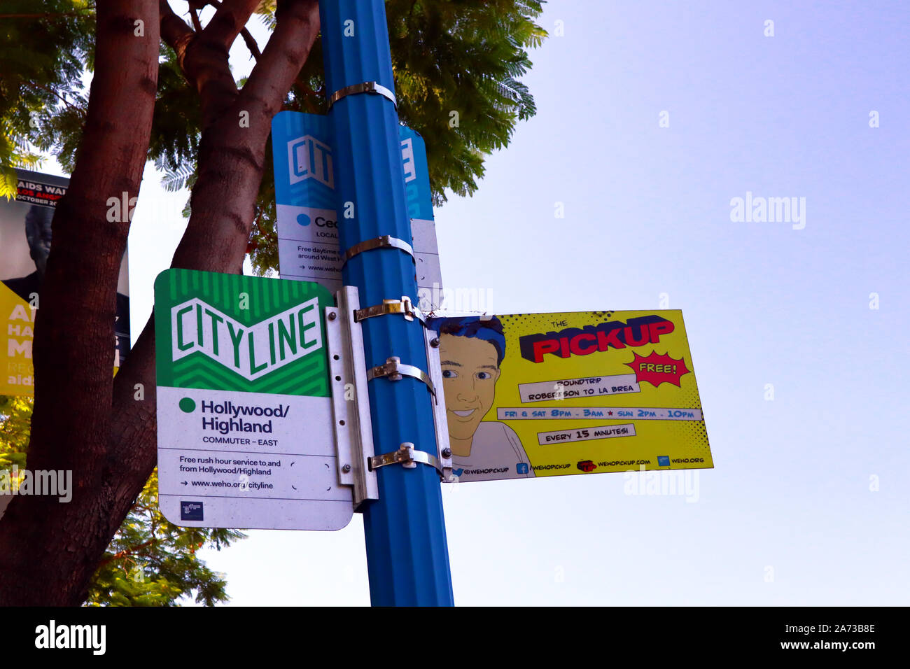 Cityline Bus Stop sign on Santa Monica Blvd, West Hollywood (California ...