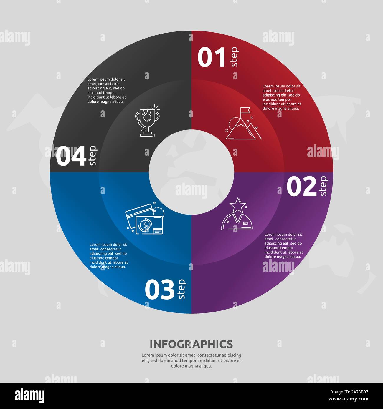 Vector flat template circle and sector infographics. Business concept ...