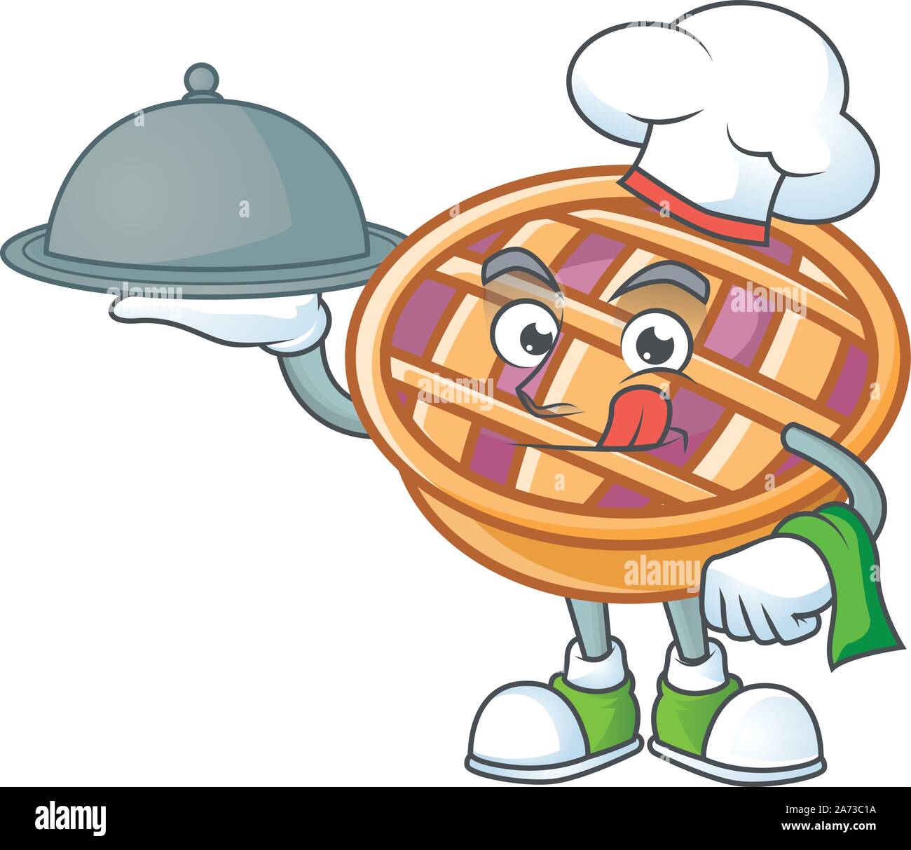 Chef with food purple pie thanksgiving on white background Stock Vector ...