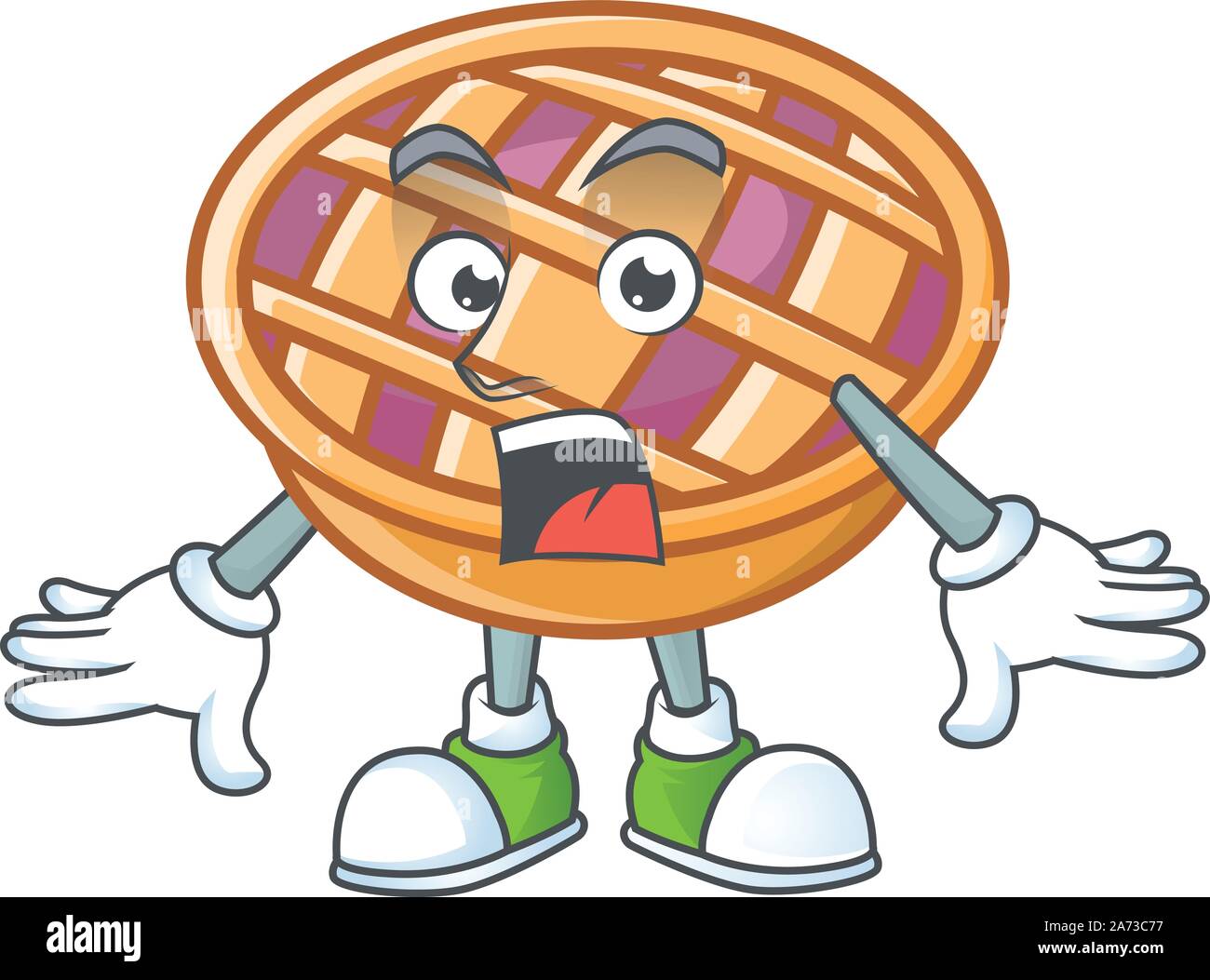 Surprised purple pie thanksgiving on white background Stock Vector ...