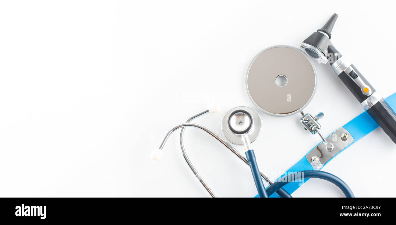 Stethoscope and tool for examination ear nose and throat [ENT] Stock ...