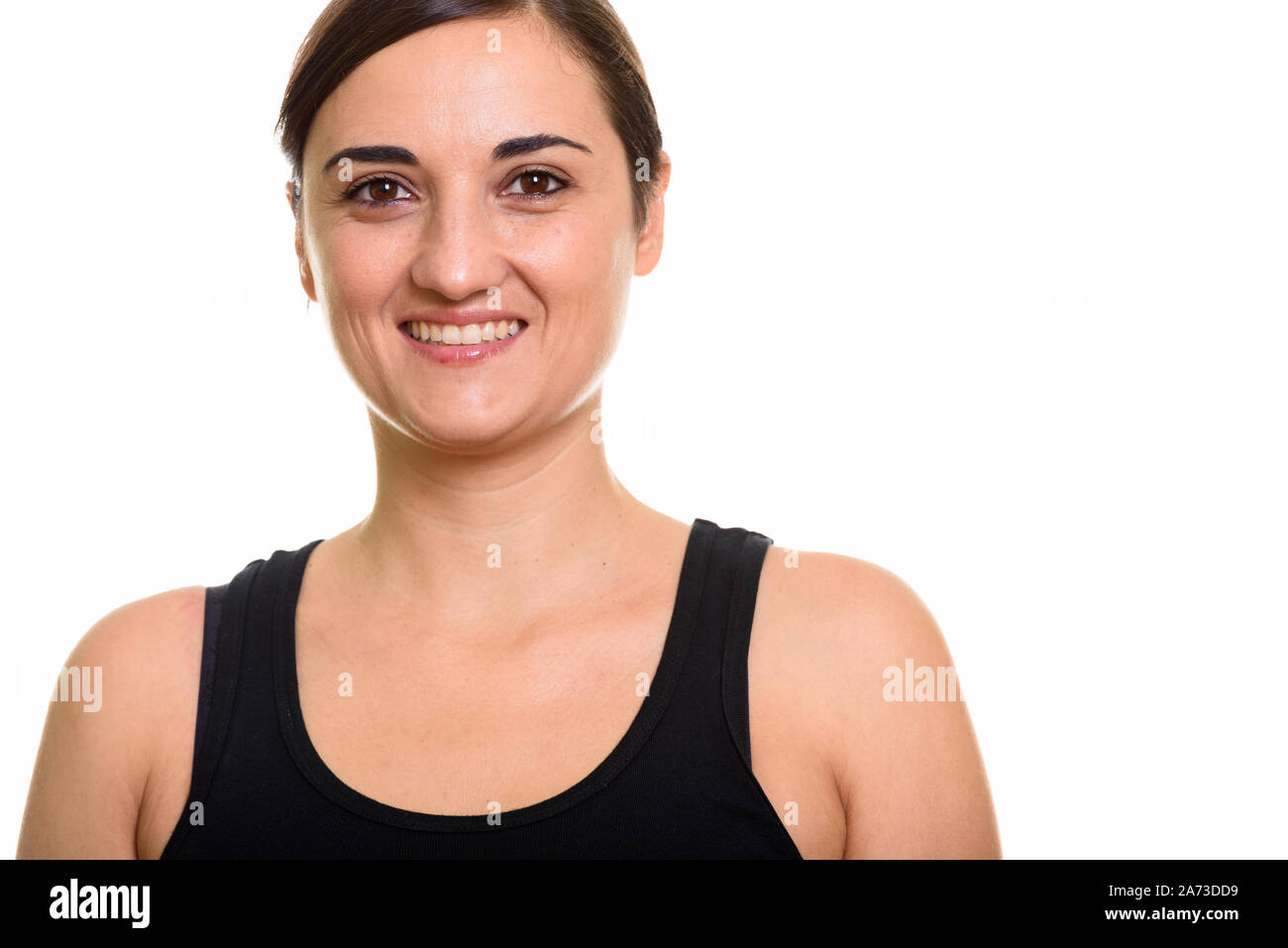 Studio shot of happy beautiful woman smiling Stock Photo - Alamy