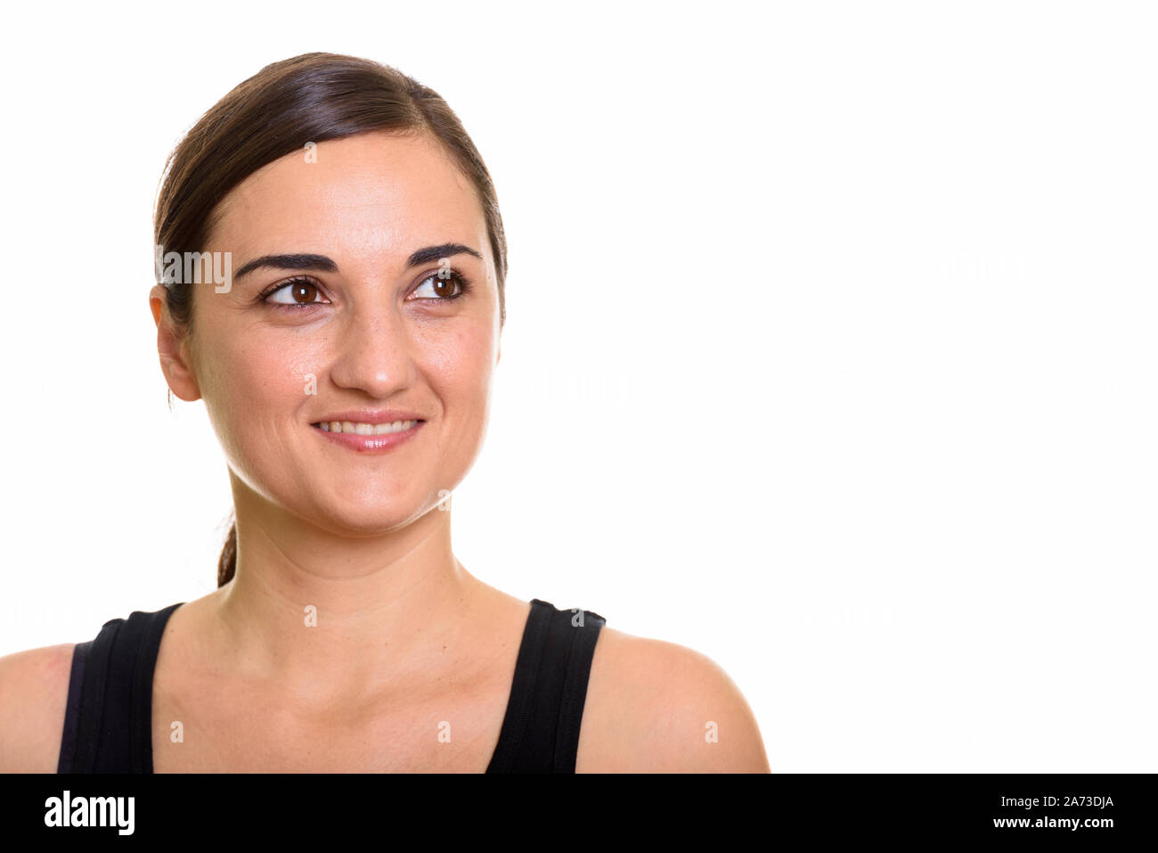 Beautiful woman thinking happy hi-res stock photography and images - Alamy