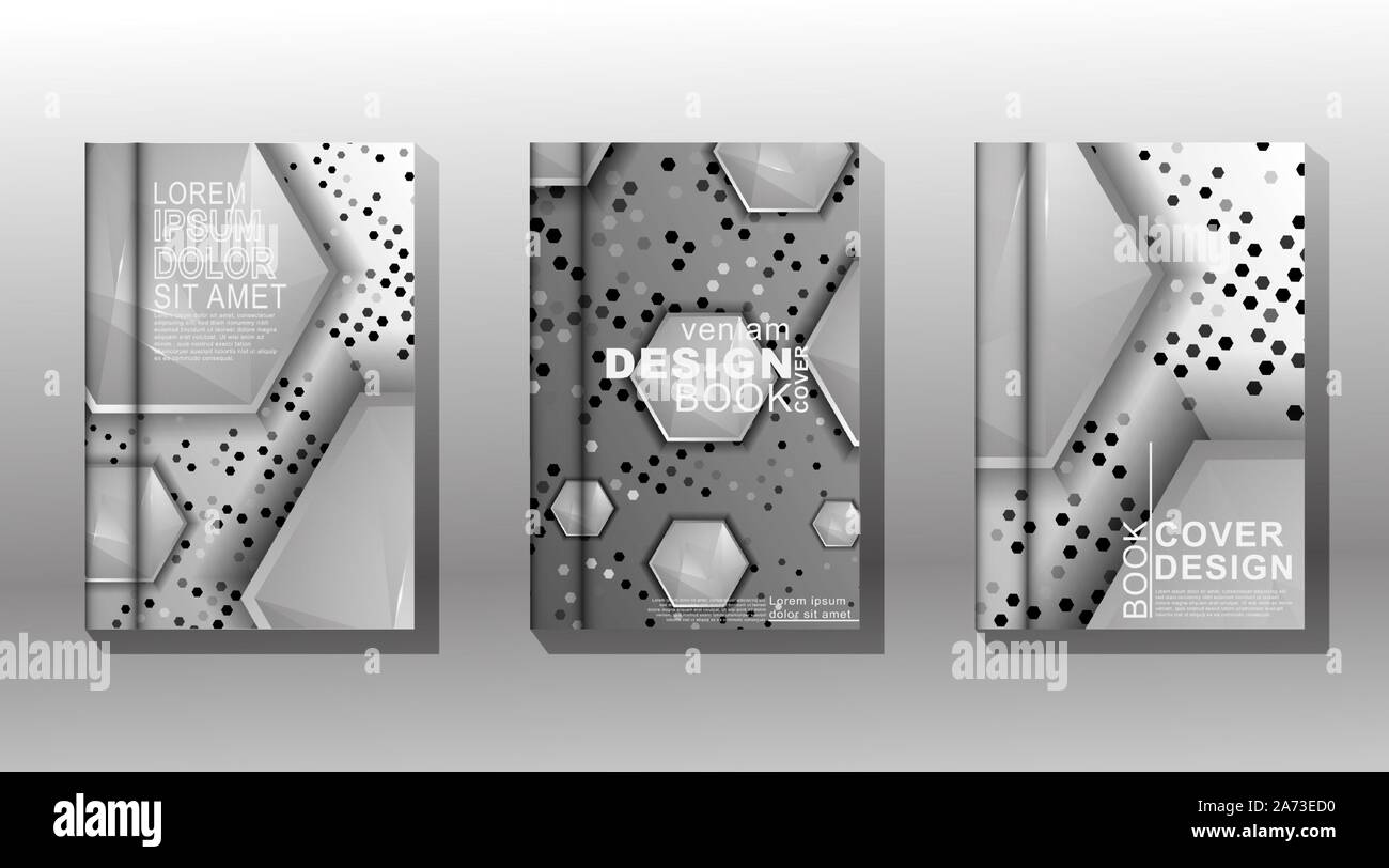 vector design hexagon shape template overlap, collection cover book ...
