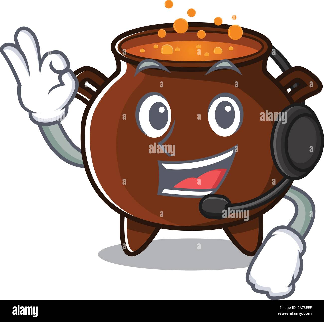 With headphone miniature cauldron in the a cartoon Stock Vector Image ...