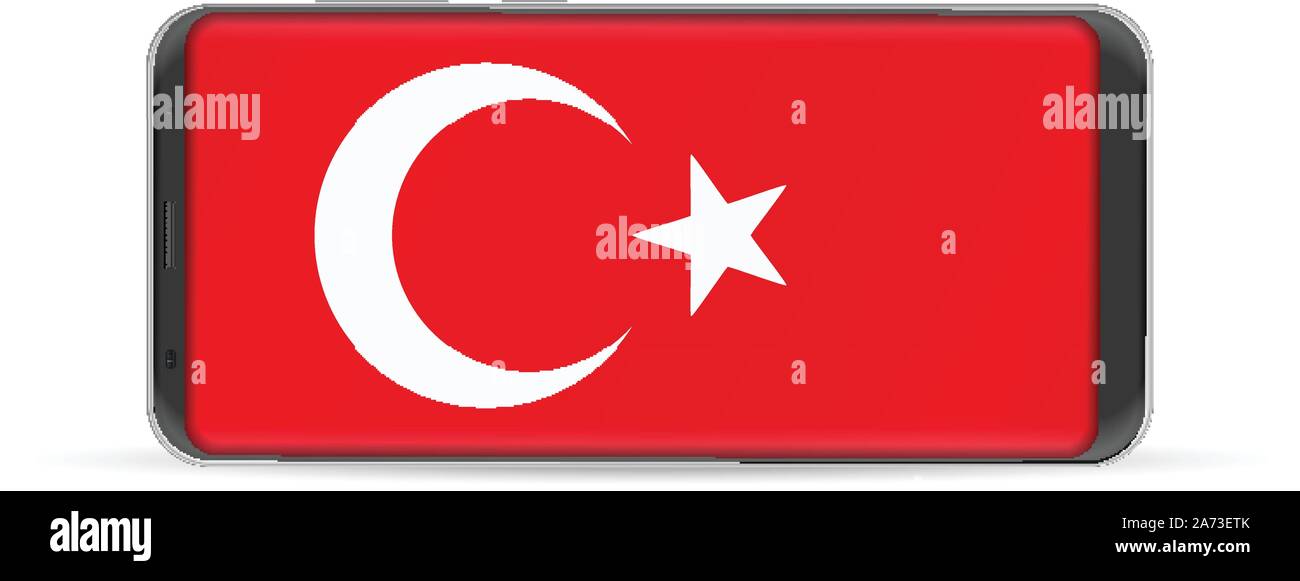 Smart phone Turkey flag on a white background Stock Vector Image & Art ...