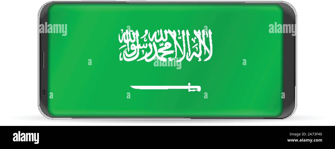 Smart phone Saudi Arabia flag on a white background Stock Vector Image ...