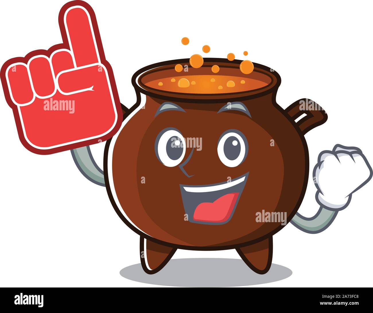 Foam finger miniature cauldron in the a cartoon Stock Vector Image ...