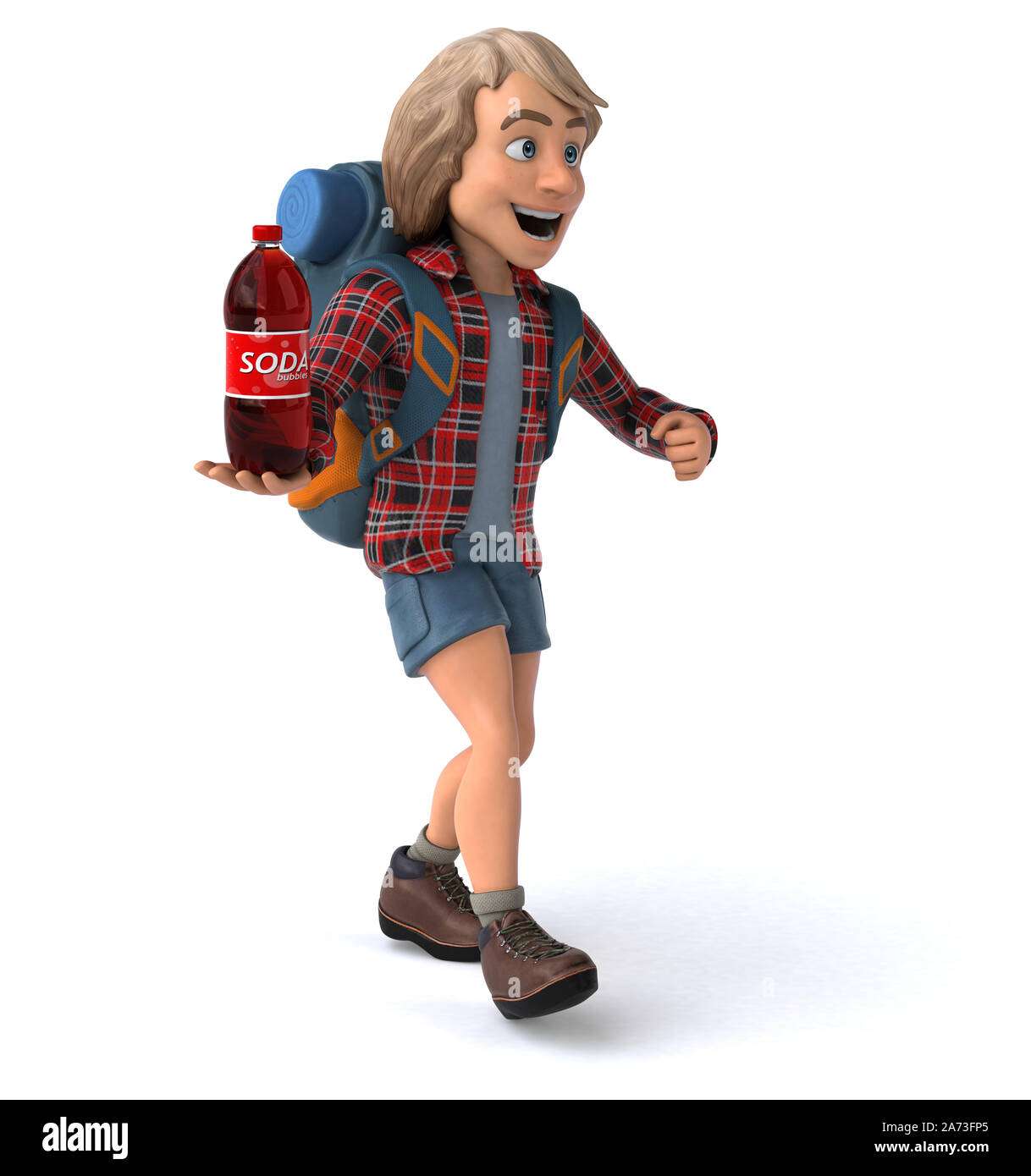 Fun backpacker cartoon guy Stock Photo - Alamy