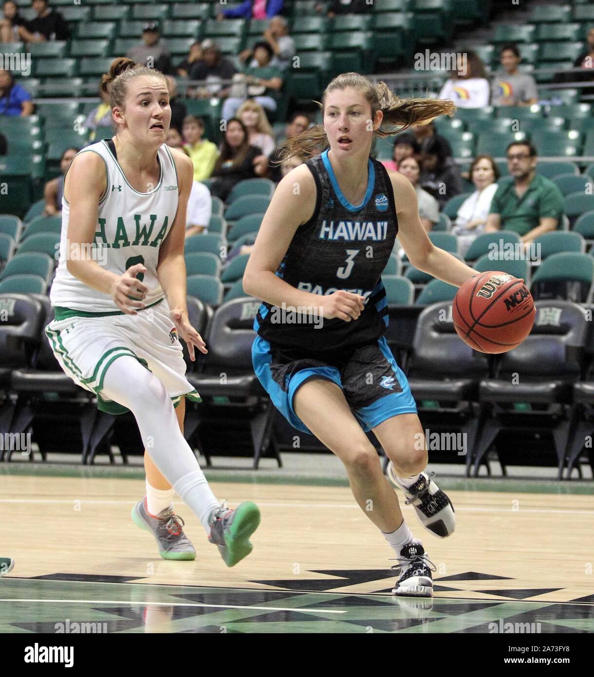 October 29, 2019 - Hawai'i Pacific Sharks guard Amy Baum #3 during a ...