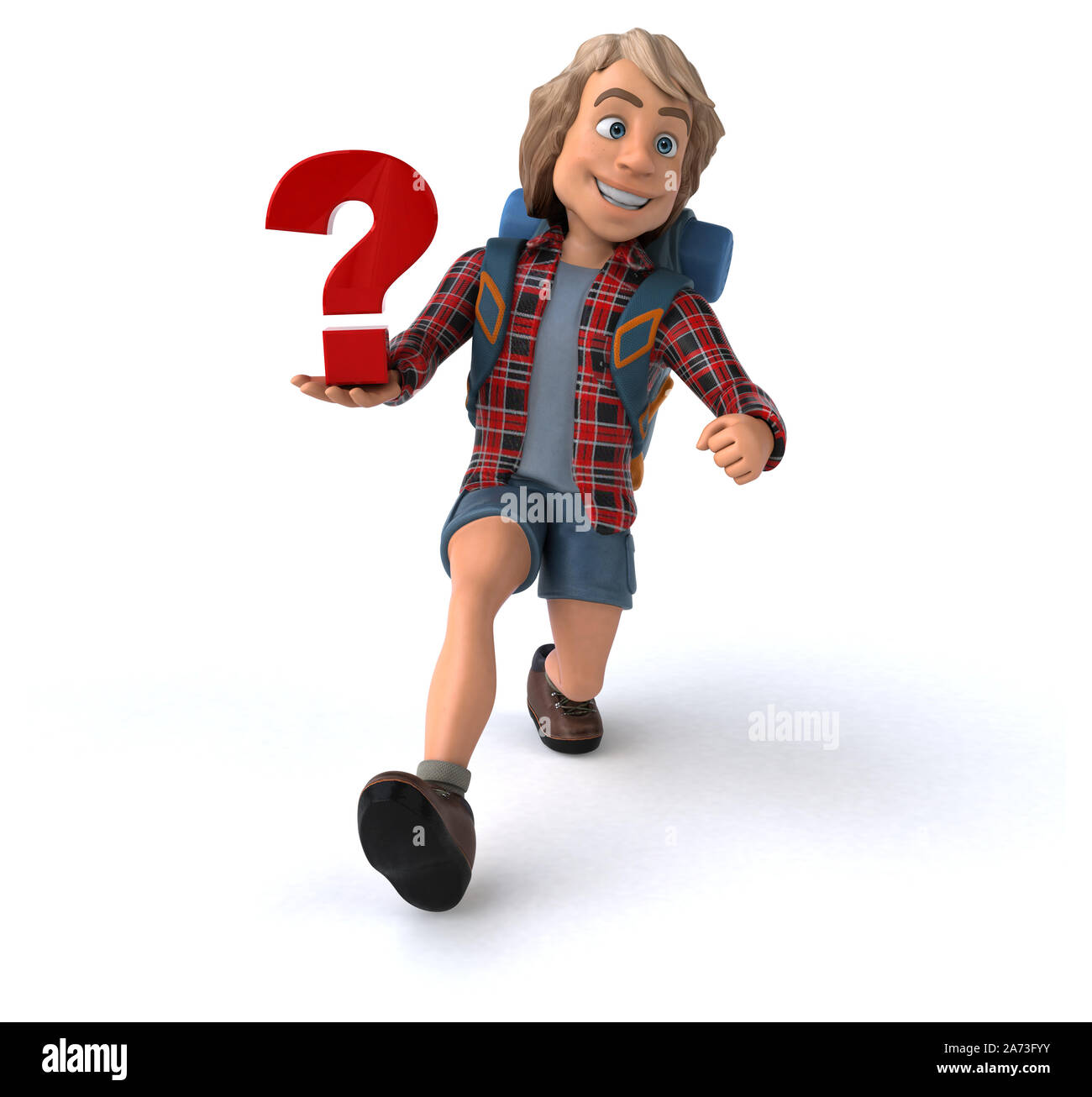 Fun backpacker cartoon guy Stock Photo - Alamy