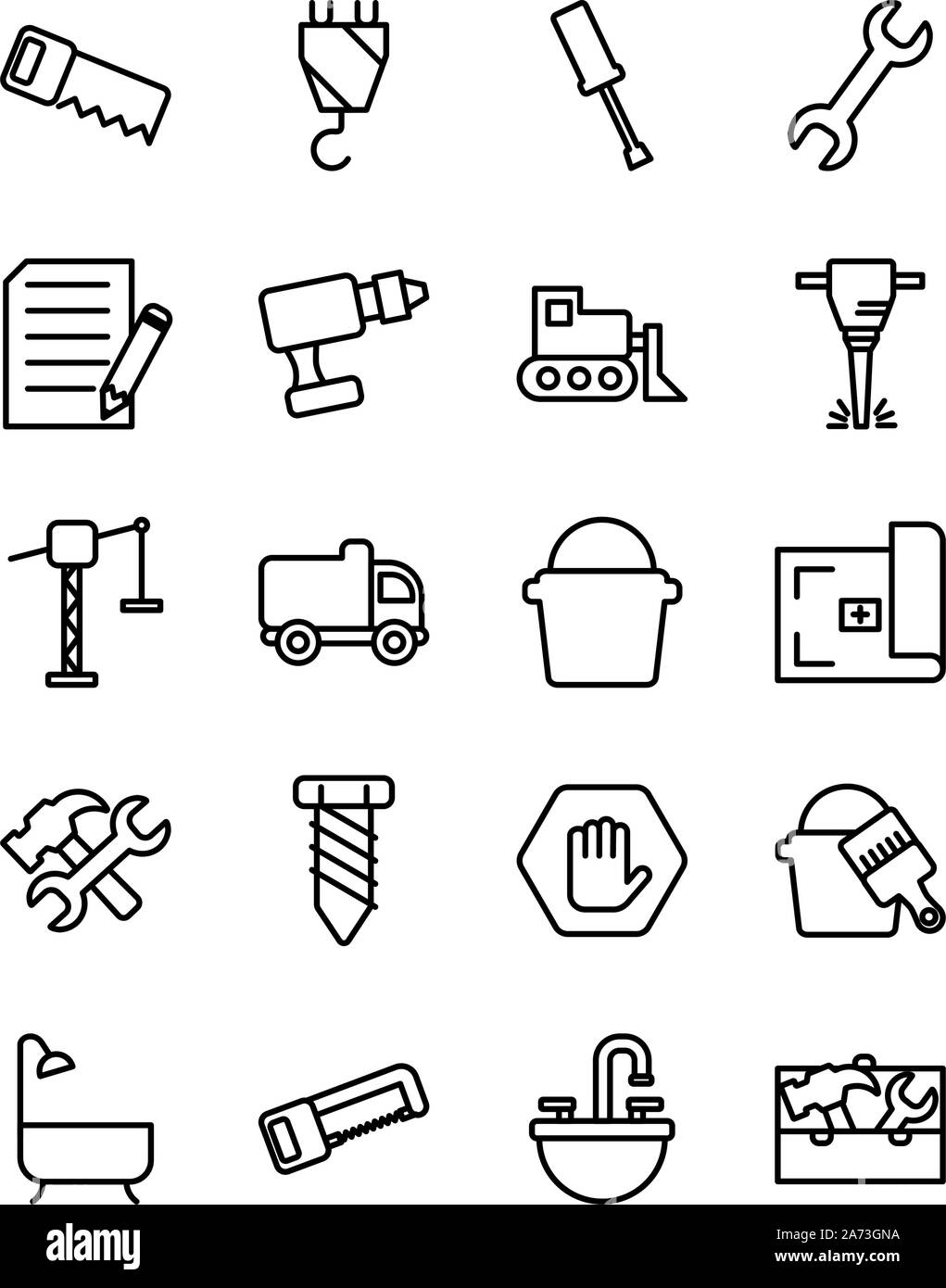 Construction icon set design, Work repair reconstruction industry build ...