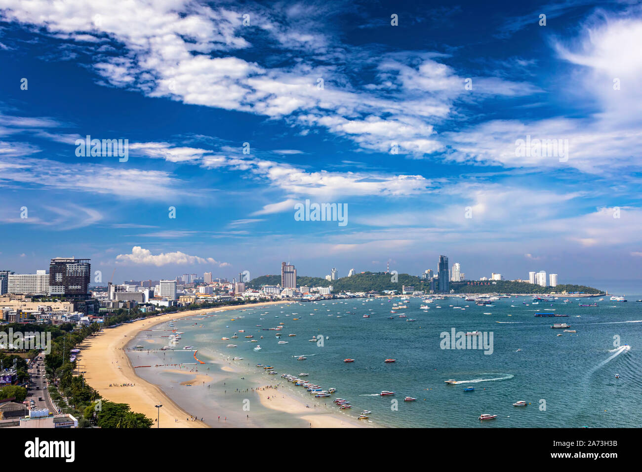 Pattaya beach landscape view, Chon Buri, Thailand Stock Photo - Alamy