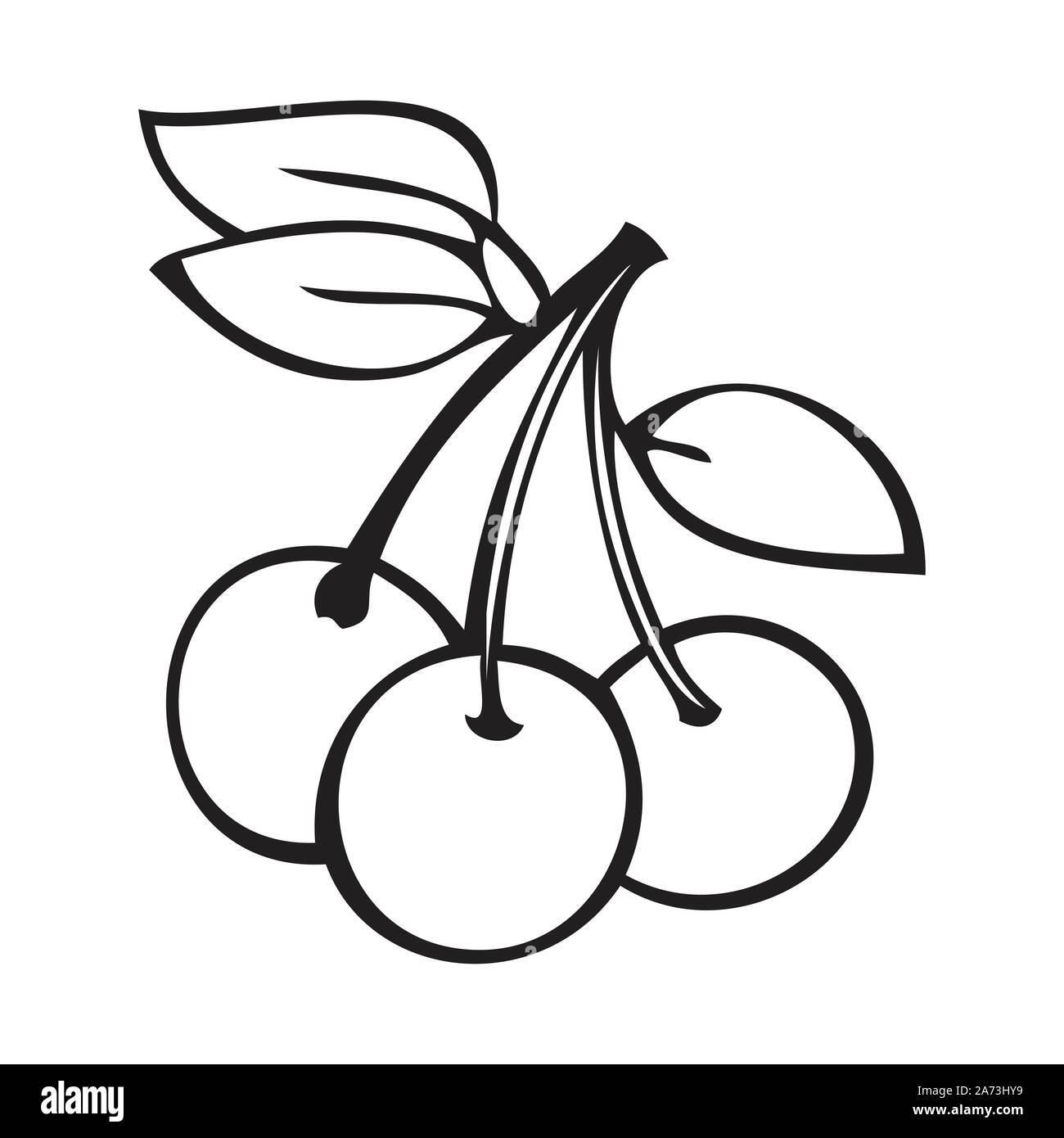 Black and white cherry vector icon with white backdrop Stock Vector ...