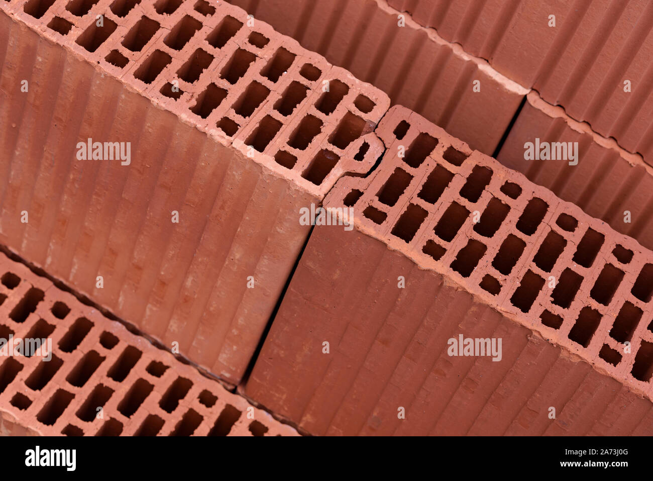 Modern construction industry concept - thermo isolated red bricks for ...