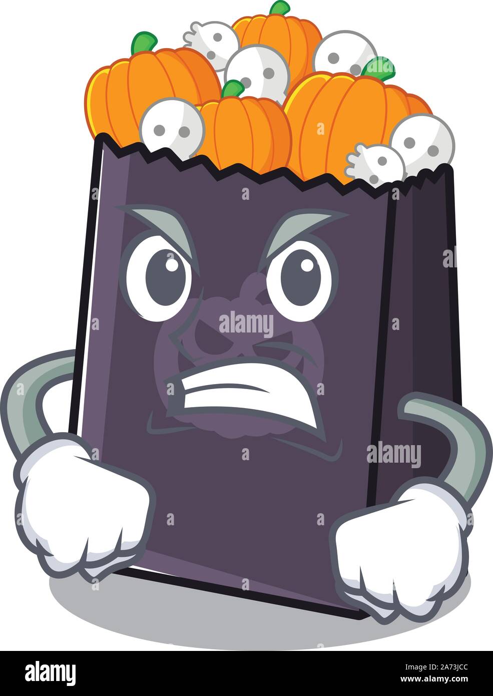 Angry halloween bag in the a cartoon Stock Vector Image & Art - Alamy