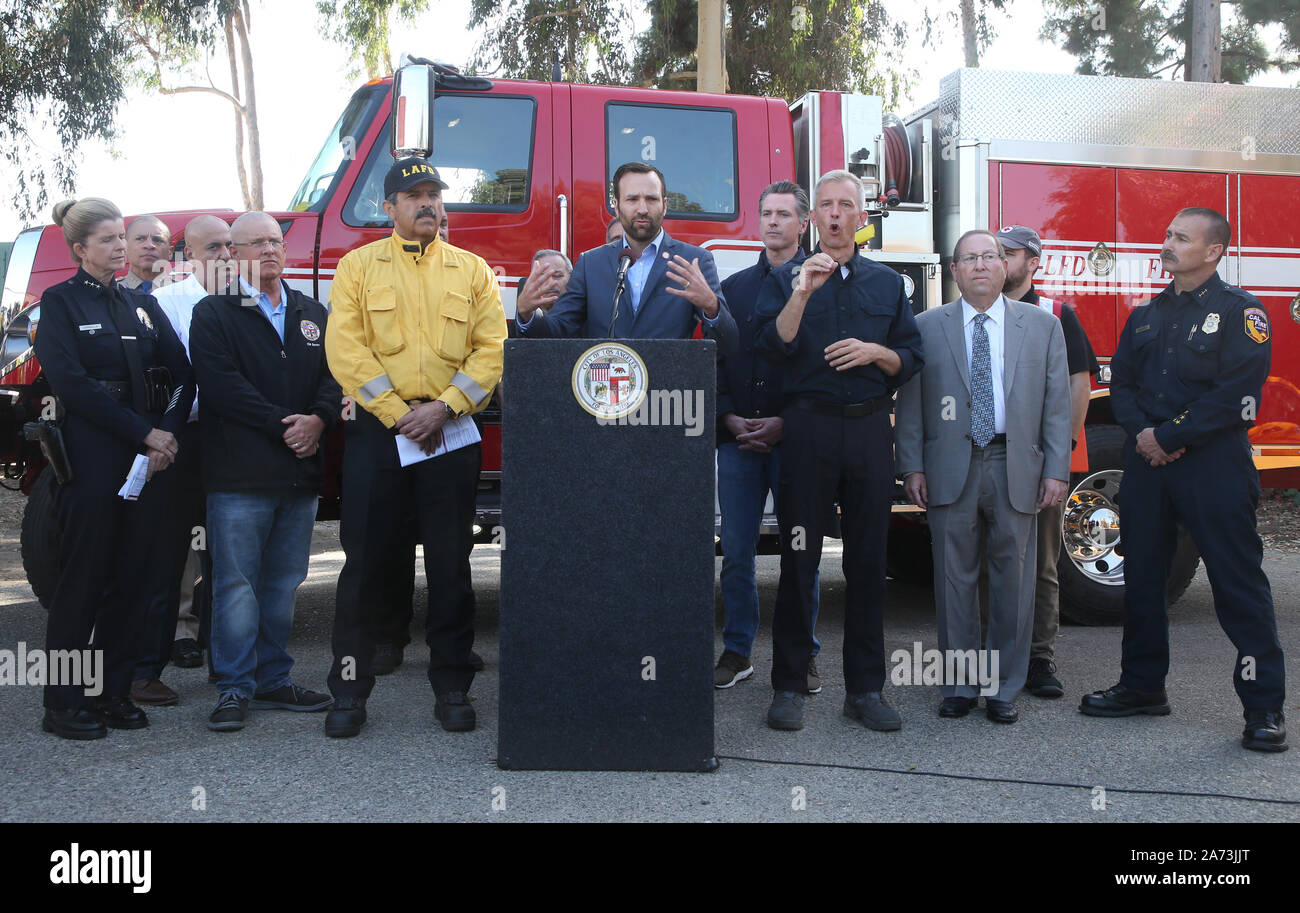 Los Angeles, Ca. 29th Oct, 2019. Councilmember Mike Bonin, LAFD Fire ...