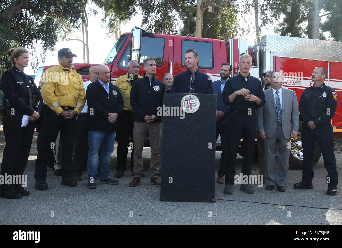 Los Angeles, Ca. 29th Oct, 2019. Councilmember Mike Bonin, LAFD Fire ...