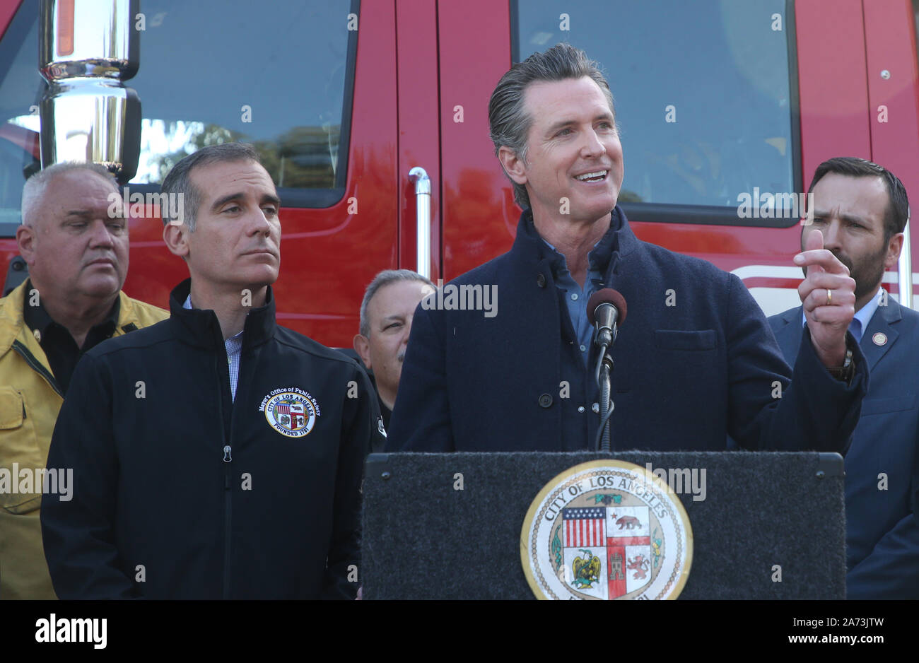 Los Angeles, Ca. 29th Oct, 2019. Mayor Eric Garcetti and Governor Gavin ...