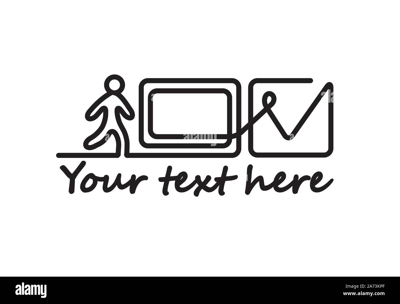 Electronic registration computer man walking symbol logo. Black and ...