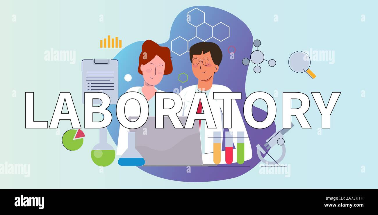 laboratory sign large text. Concept of laboratory with scientist or ...