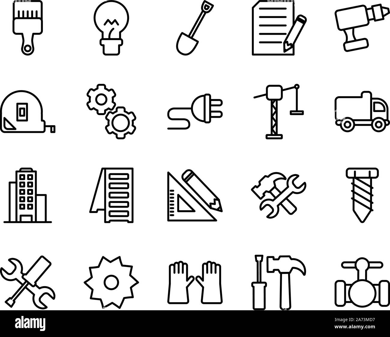 Construction icon set design, Work repair reconstruction industry build ...