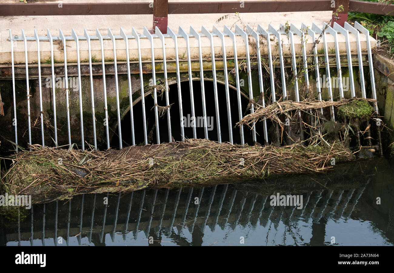 Overflow drain grate blocked Stock Photo - Alamy