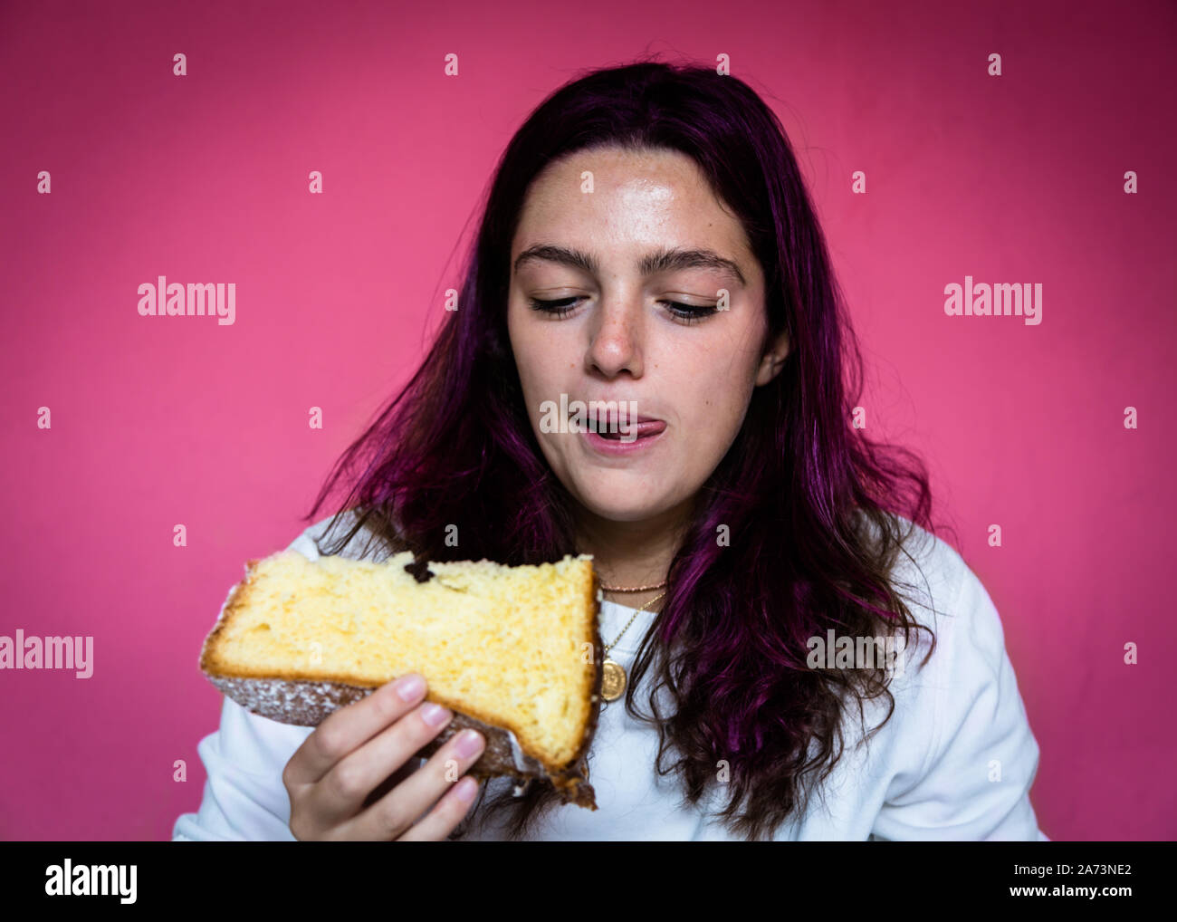 Woman eating slice christmas hi-res stock photography and images - Alamy