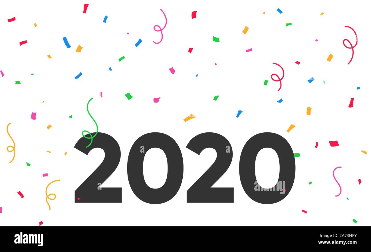 Happy New Year 2020 poster with colorful confetti Stock Vector Image ...