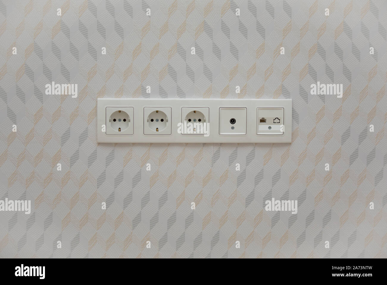 Row of electric outlet set in home, apartment, TV outlet , cable outlet ...