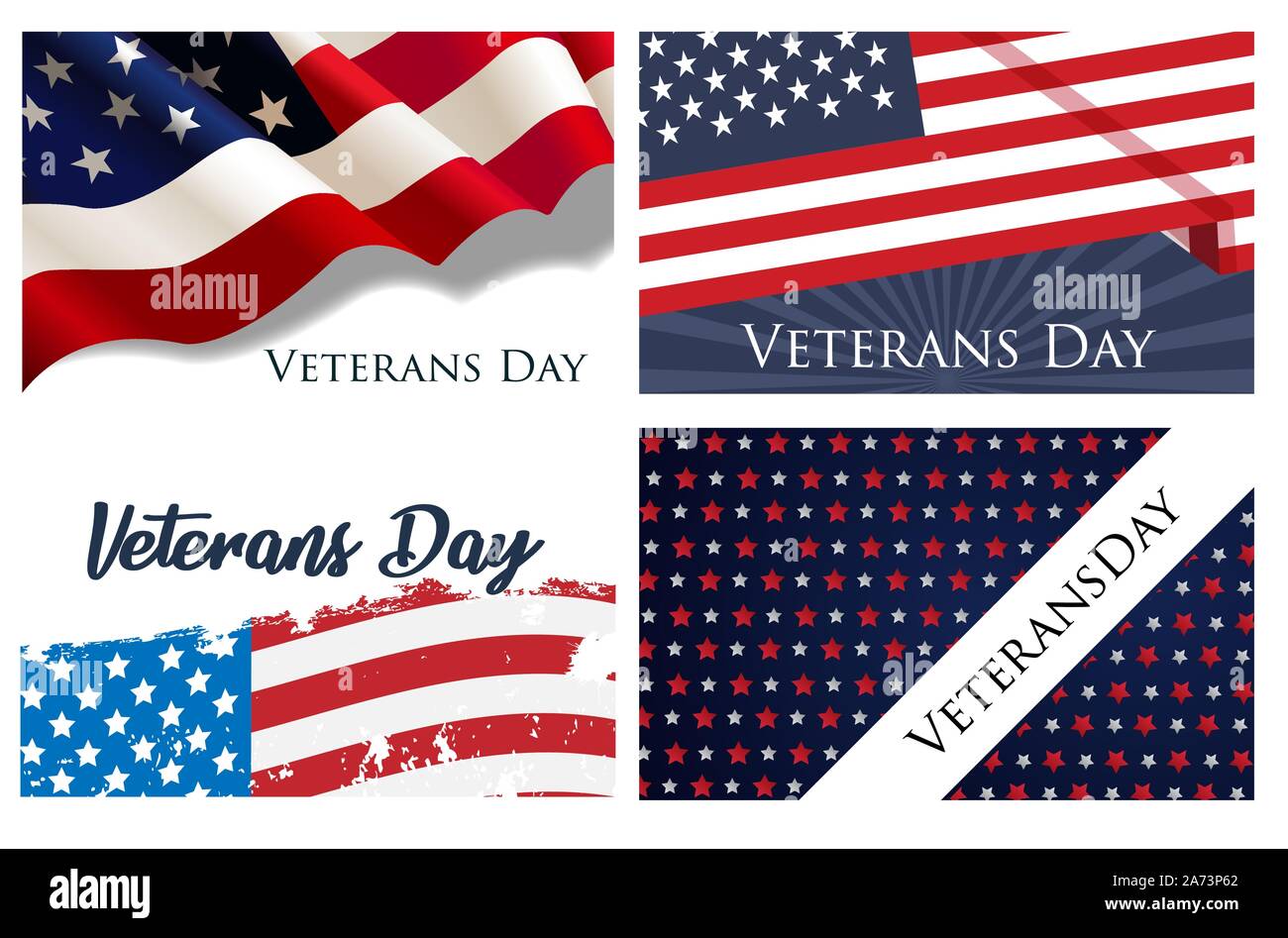 Set of brochure, poster templates in veterans day style. Beautiful ...