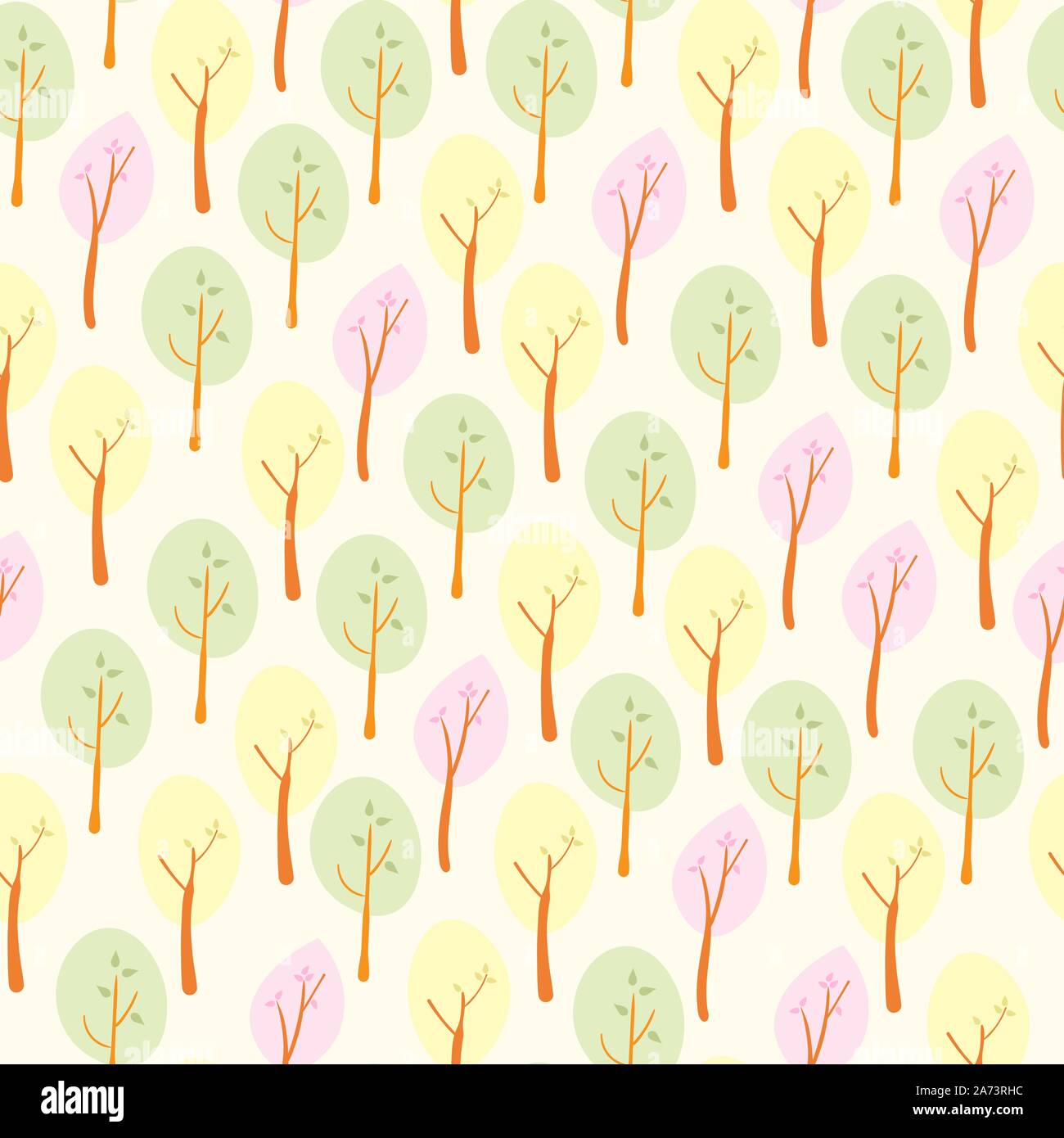 Cute forest concept of vector seamless repeat pattern. Colorful trees ...