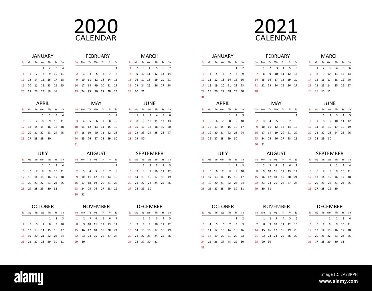 Template calendar two years Stock Vector Images - Alamy