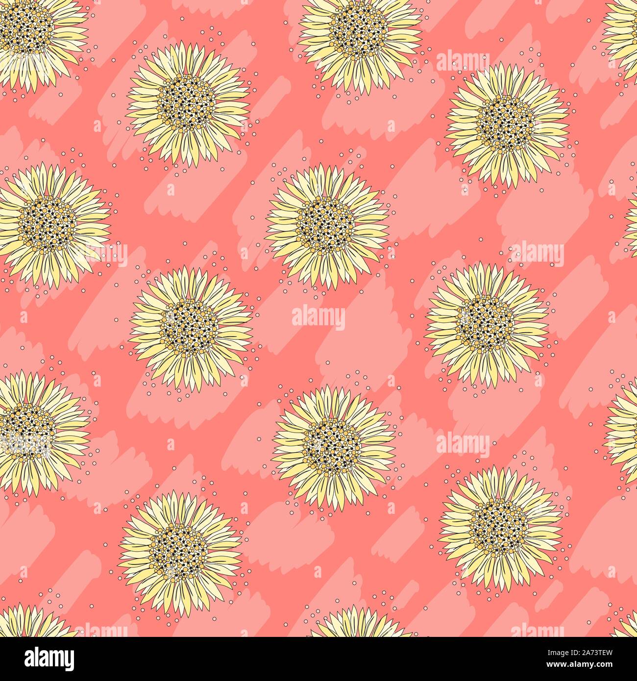 Floral composition on the coral color background with texture. Seamless ...