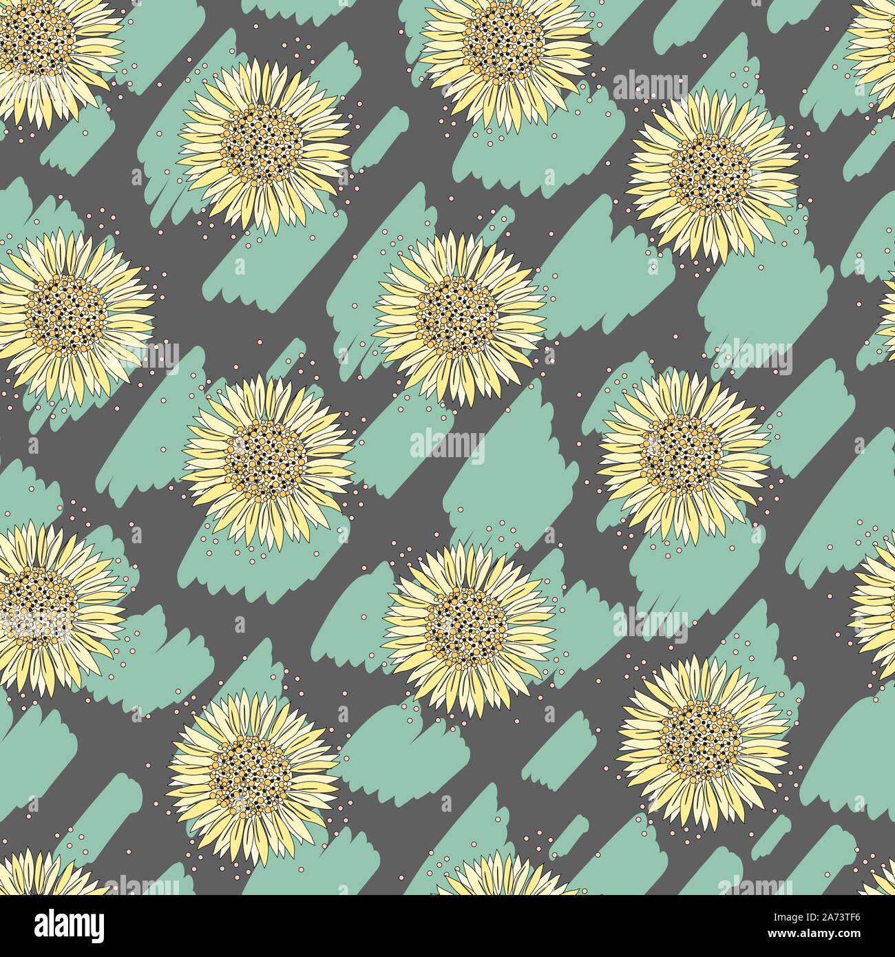 Floral composition on the gray color background with neo mint texture ...