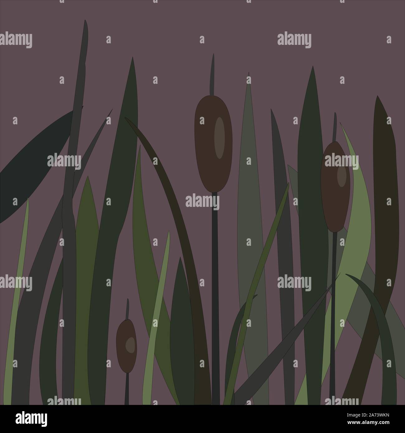 Bush of Swamp Reed on a Lake. vector Illustration Stock Vector Image ...