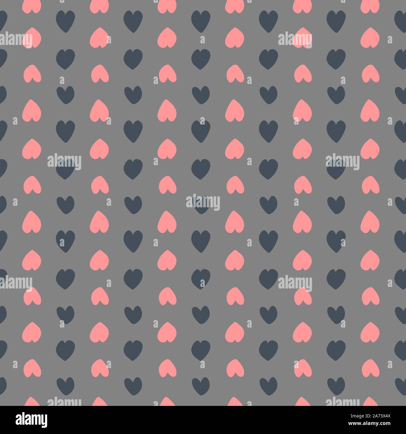 Vector seamless pattern, black and red hearts arranged in a line and ...