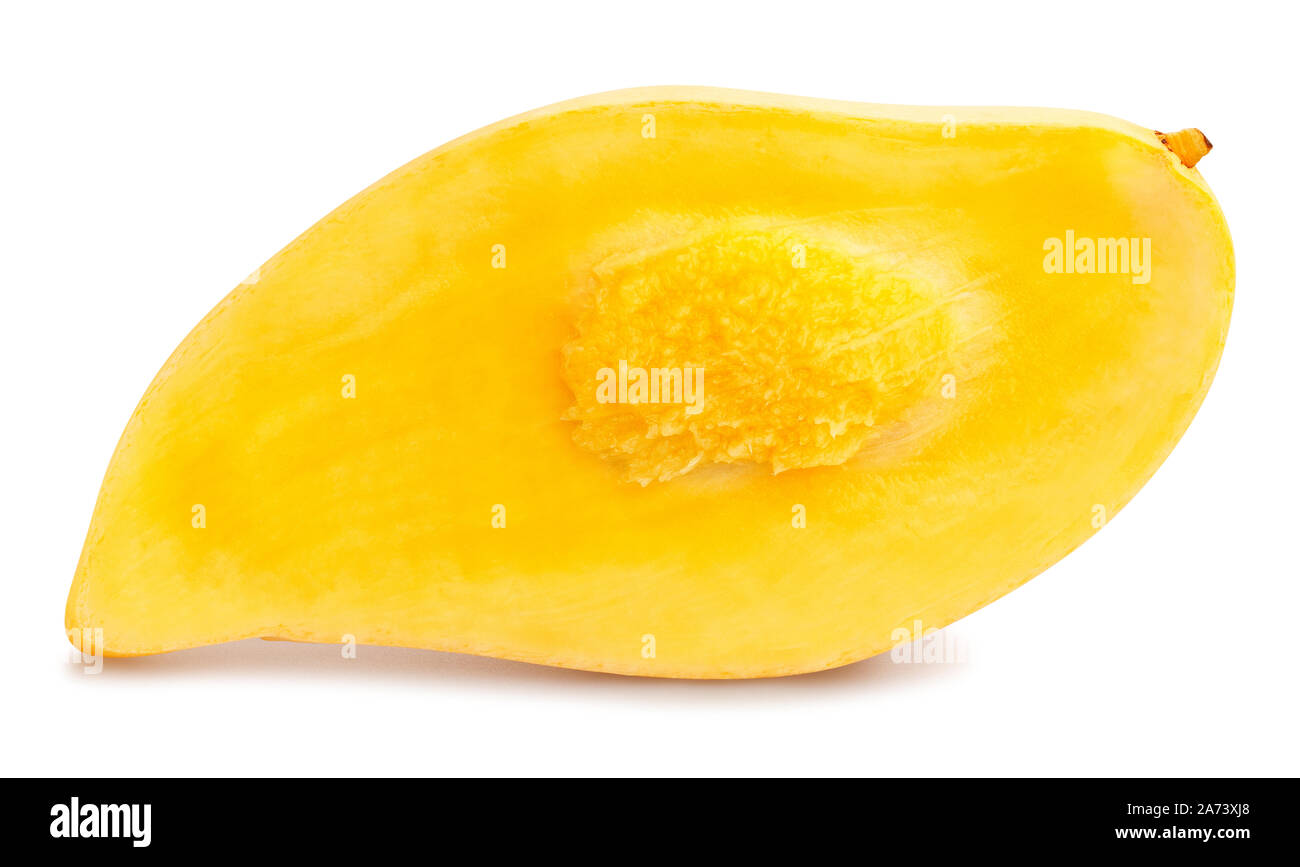 sliced yellow mango path isolated on white Stock Photo - Alamy