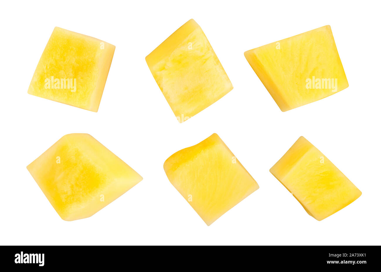 sliced yellow mango path isolated on white Stock Photo - Alamy