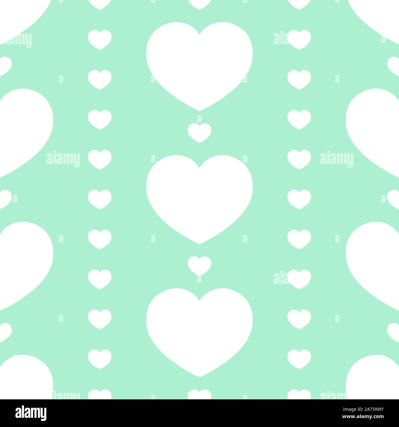 White hearts on mint green background. Neo-mint trend color. Vector ...