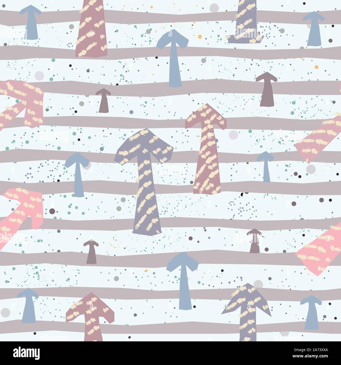 Childish Seamless Texture with Arrows. Hand Drawn Design With Brush ...